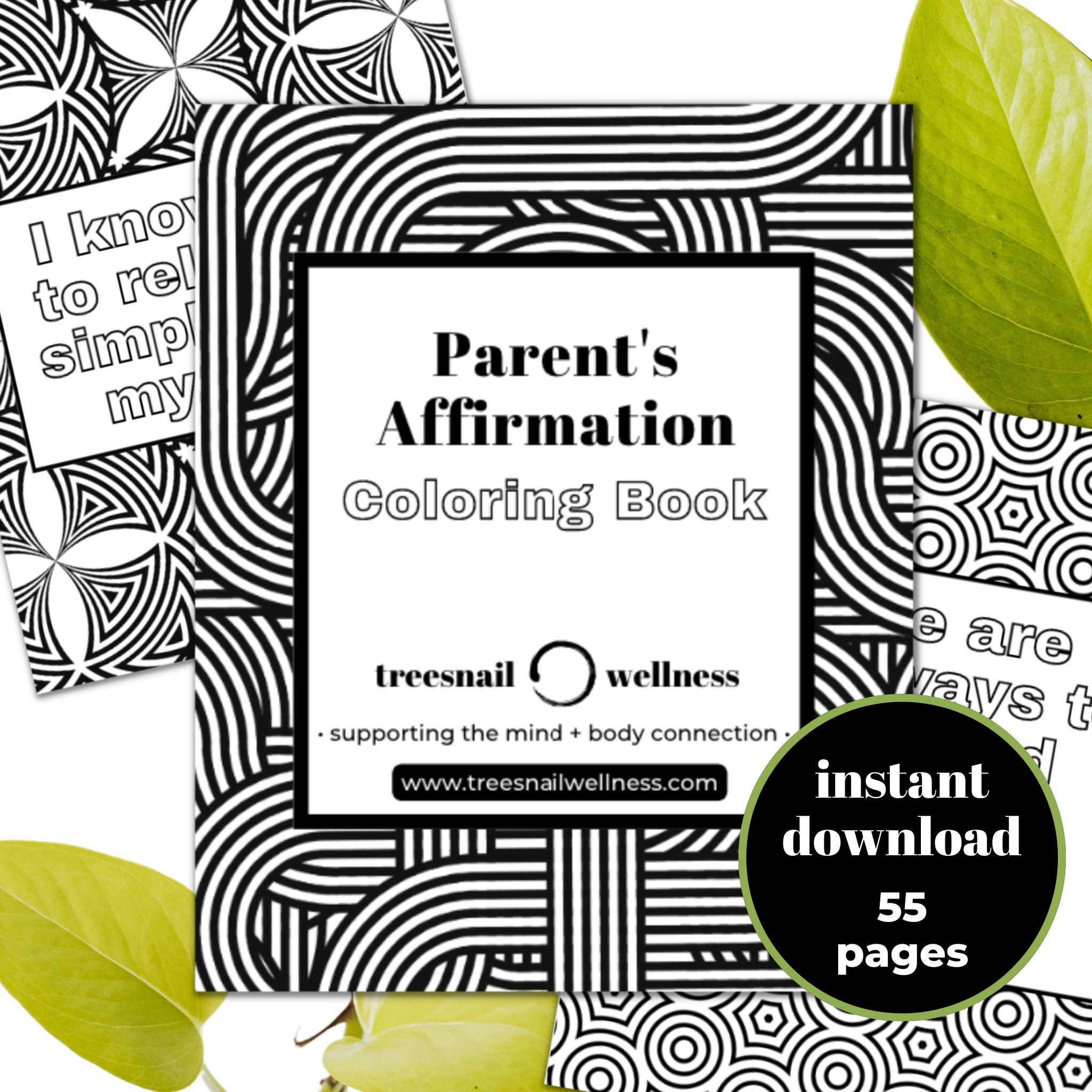 Affirmation Coloring Book for Parents (Printable PDF) – Treesnail Wellness