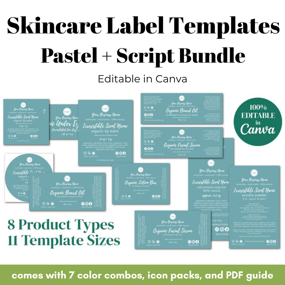 Skincare Label Templates (Edit in Canva) – Treesnail Wellness